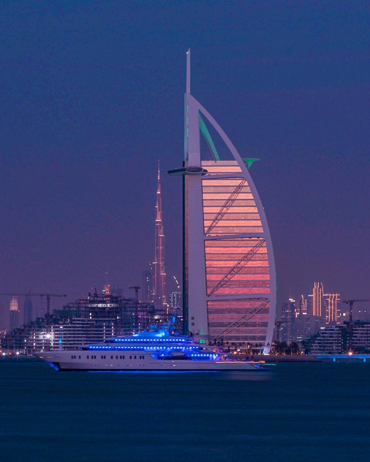 Burj al Arab & Burj Khalifa aligned, United Arab Emirates